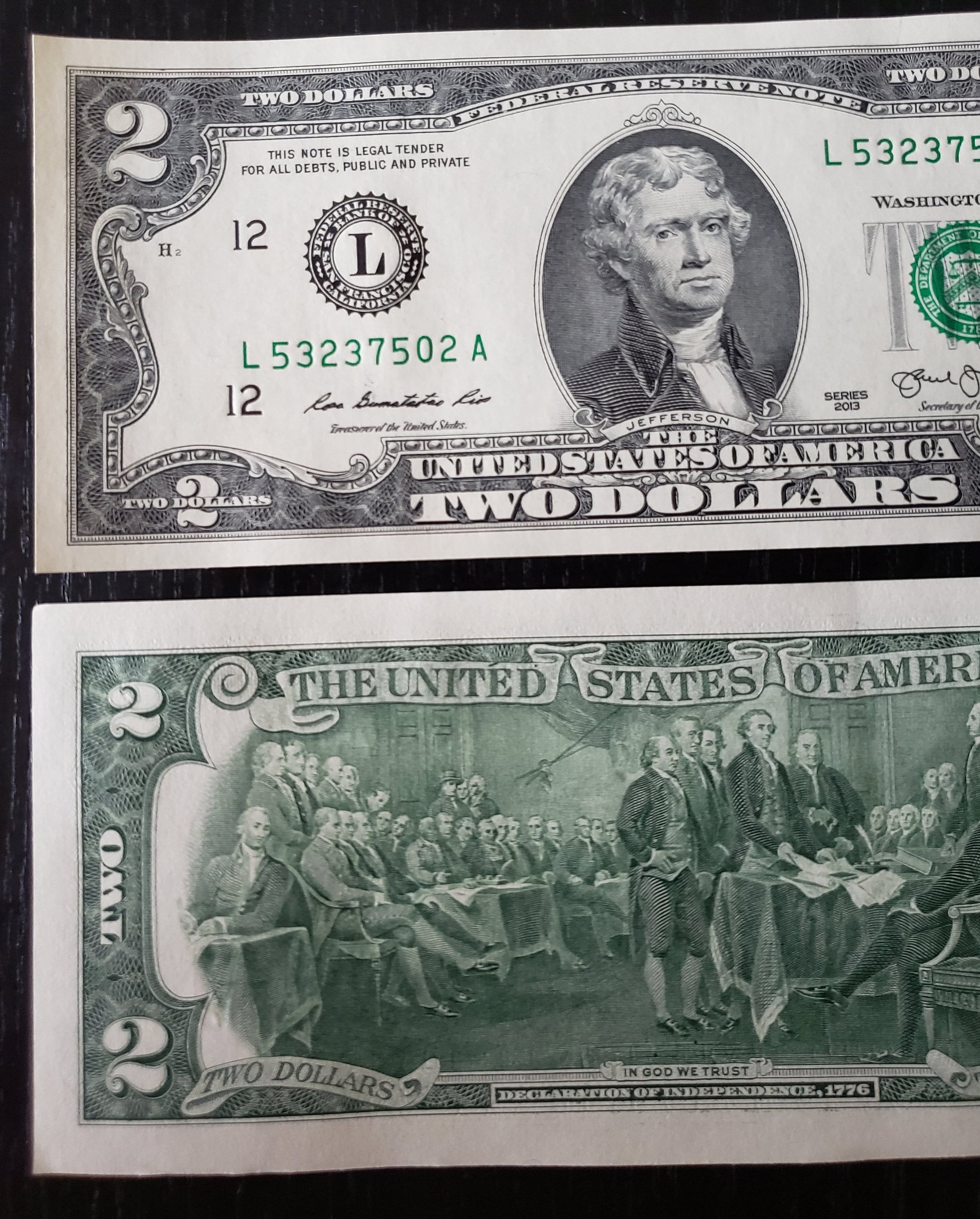 Two Dollar Bill Back