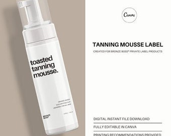 Spray Tan Artist Product Label Template Editable Tanning Mousse Label ...