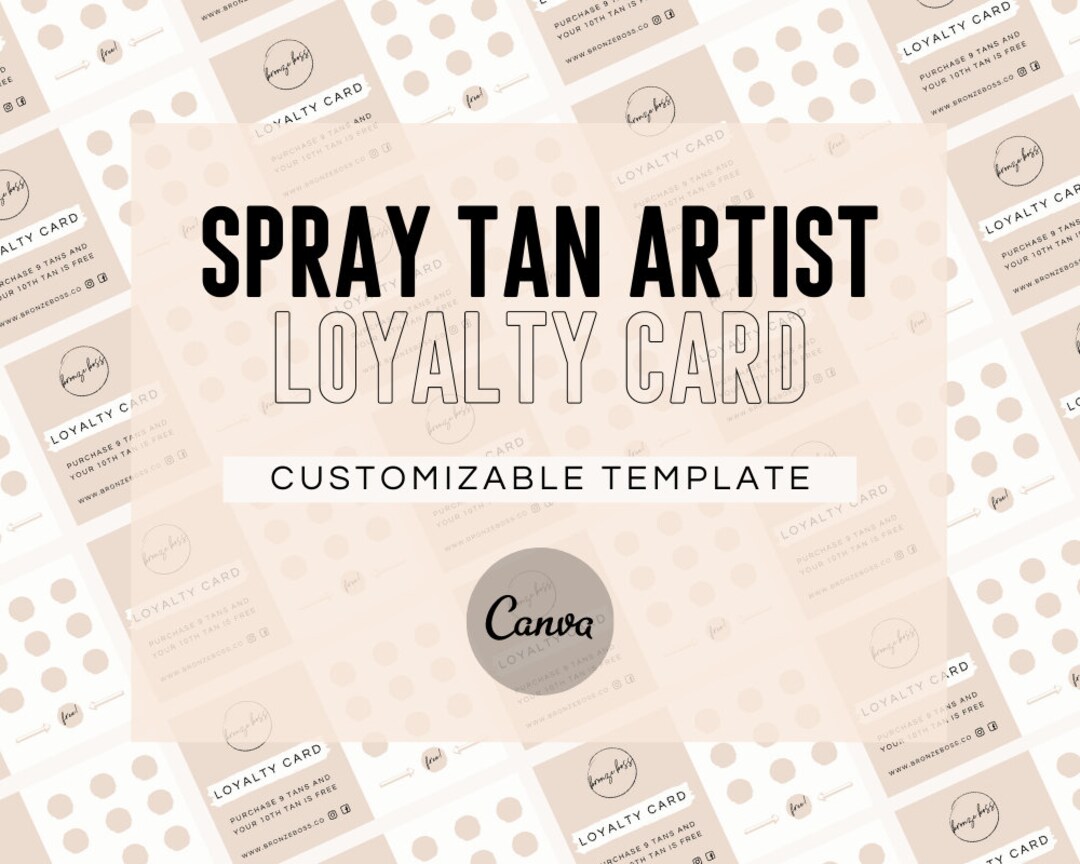 Spray Tan Business Editable Print | Spray Tan Loyalty Card | Digital ...