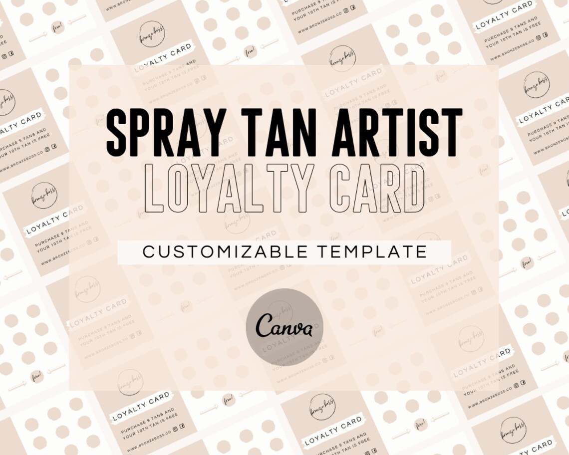 Spray Tan Business Editable Print Spray Tan Loyalty Card | Etsy