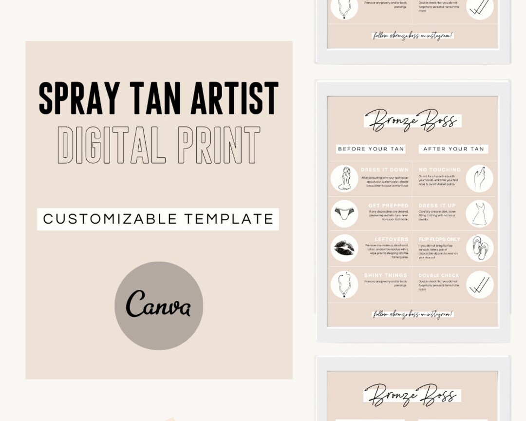 Spray Tan Business Editable Print | Studio Client Sign | Digital ...