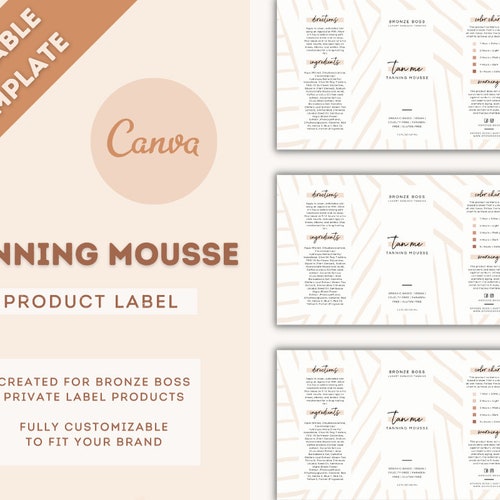 Spray Tan Artist Product Label Template Editable Tanning - Etsy