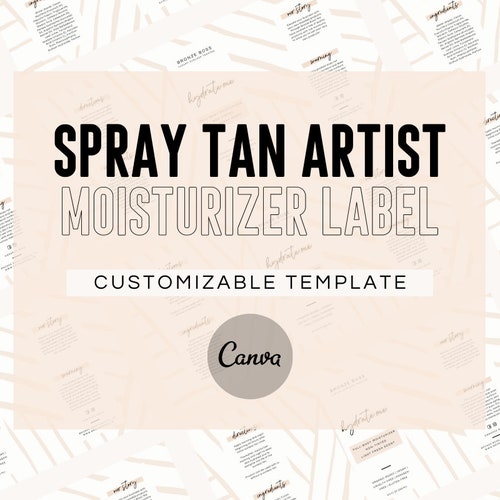 Spray Tan Artist Product Label Template Editable Tanning - Etsy