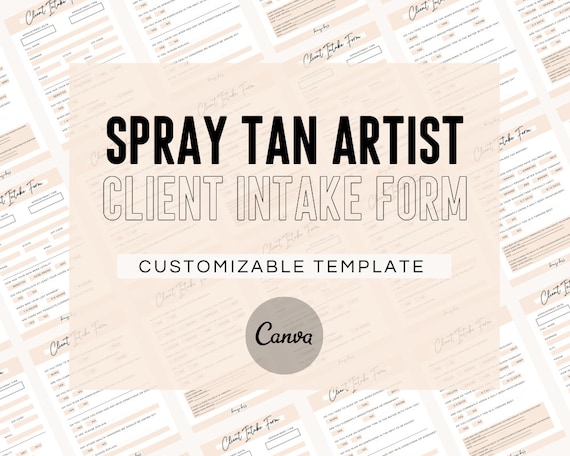 Spray Tan Client Intake Form Sunless Tanning Information | Etsy