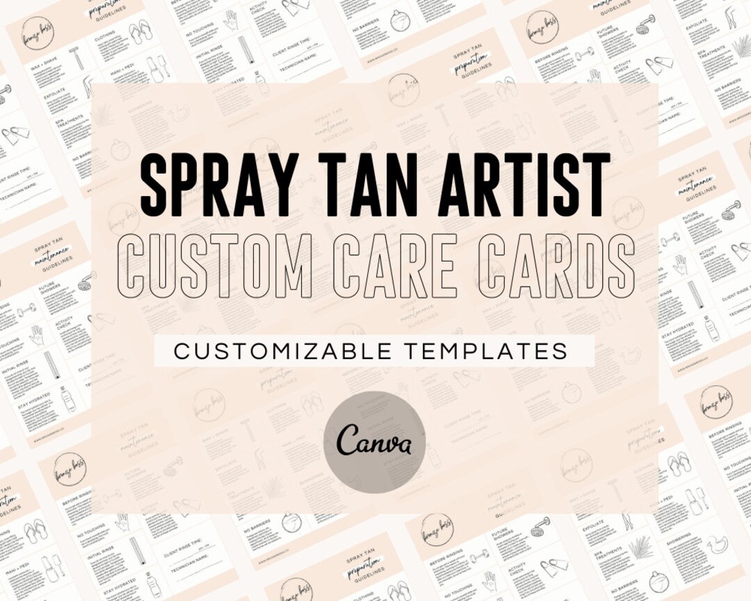 Spray Tan Care Card | Sunless Tanning After Care | Digital Download ...