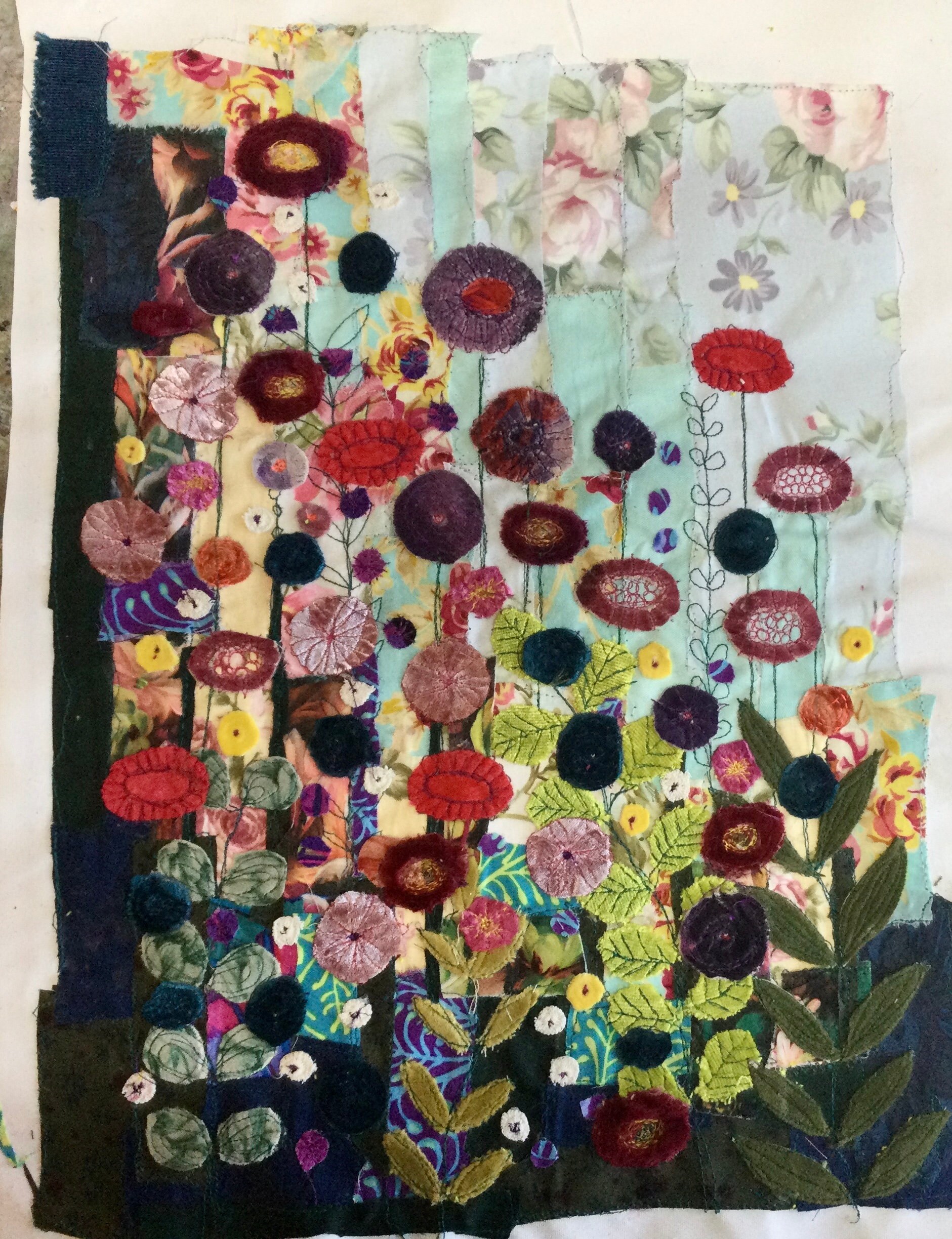 Original Textile Art / Flowers - Etsy