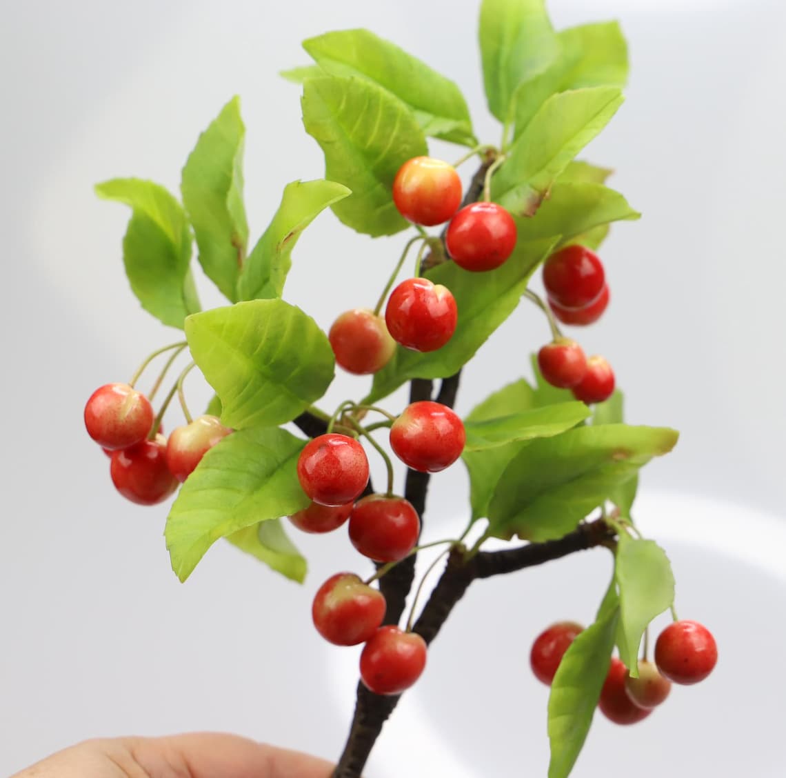 Handmade Clay Cherry Branch: Realistic Cold Porcelain Sculpture - Etsy