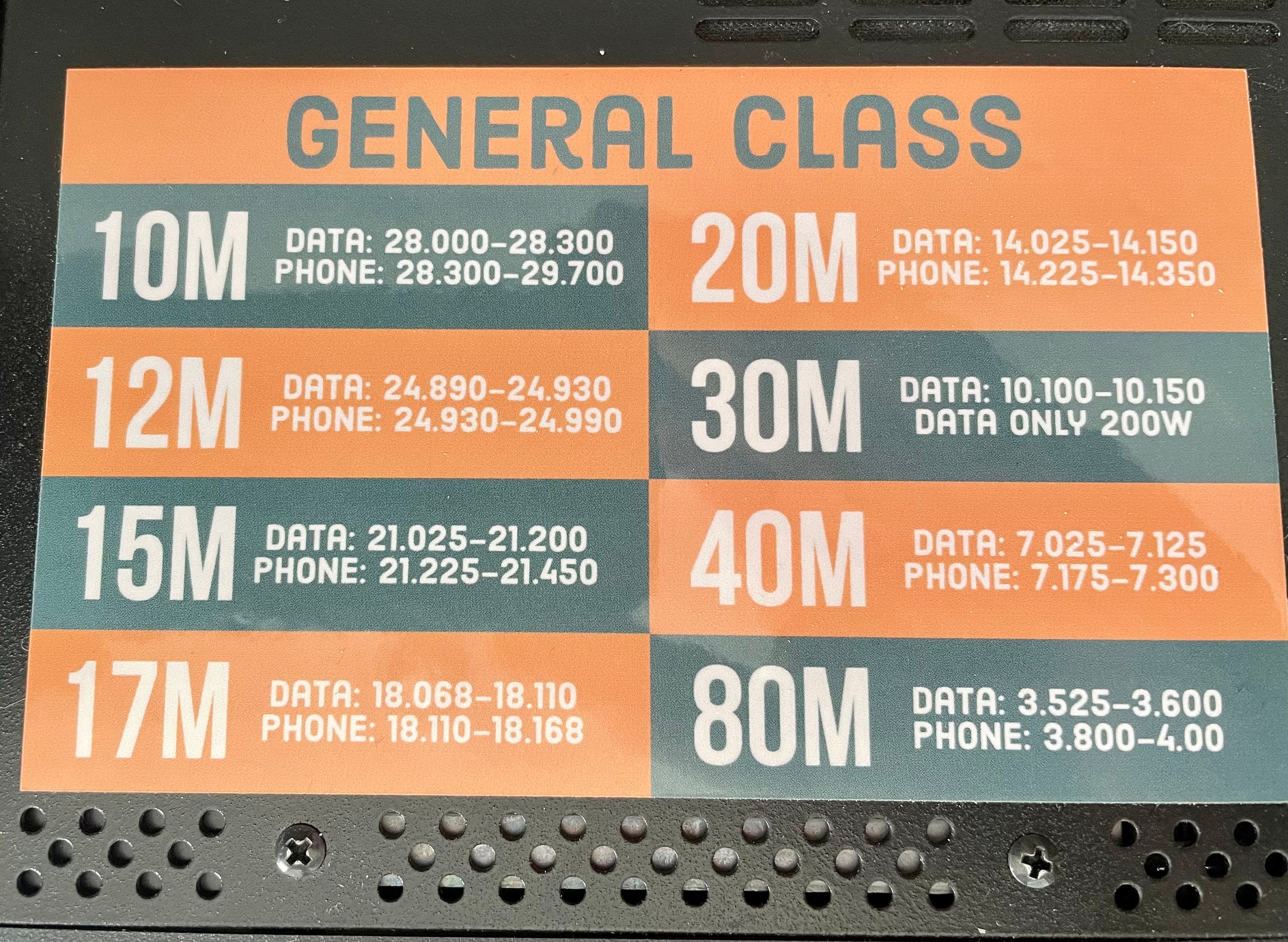 Ham Radio General Class Band Plan Sticker - Etsy