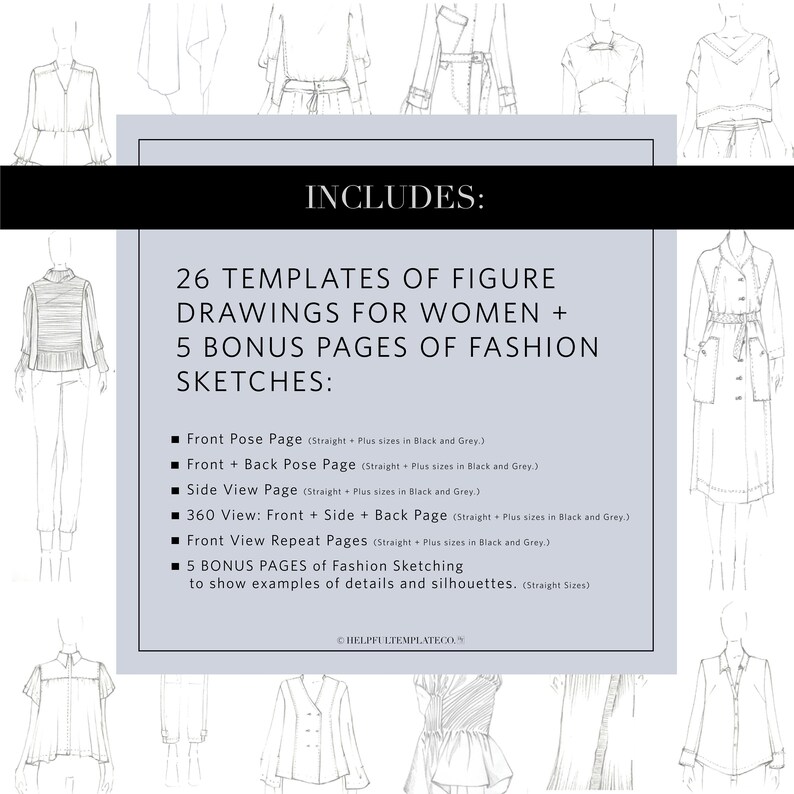 Fashion Figure Templates Women's Figures Bonus Fashion Sketching Pages ...