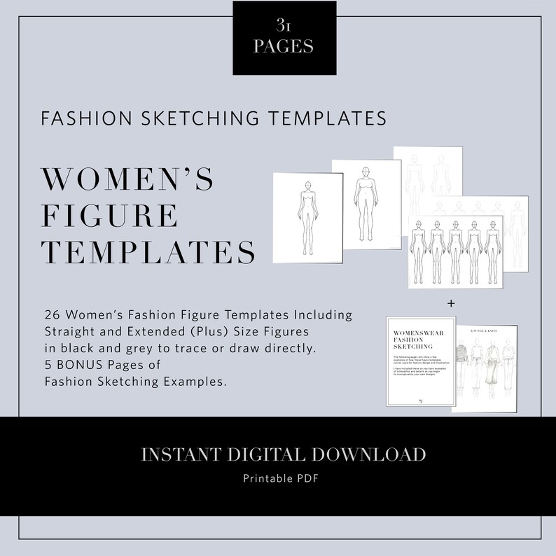 Fashion Figure Templates | Women's Figures + Bonus Fashion Sketching ...