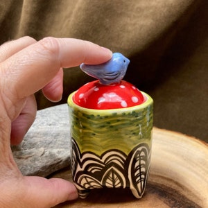 Handbuilt Clay Stash Jar With Blue Bird - Etsy
