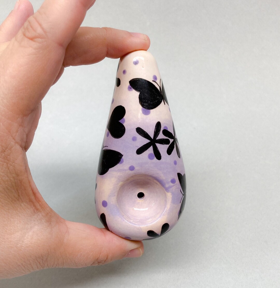 Purple Girly Pipe With Hand Painted Designs, Cute Pipe, Girlfriend Gift ...