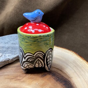 Handbuilt Clay Stash Jar With Blue Bird - Etsy