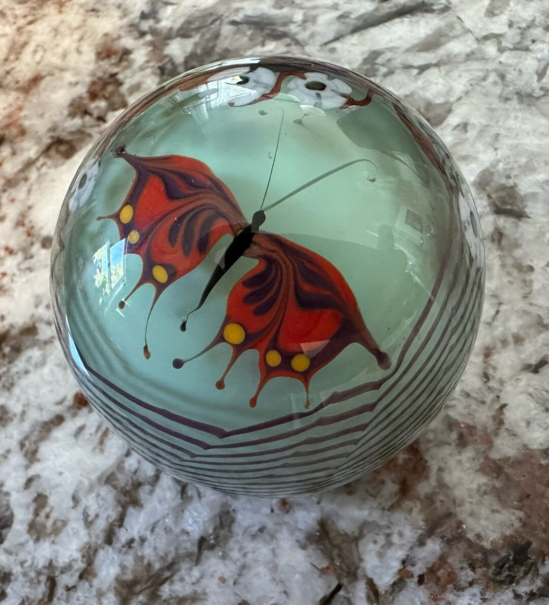 Early 1978 CHRIS BUZZINI Art Nouveau Butterfly Flower Cane Swirl Large ...