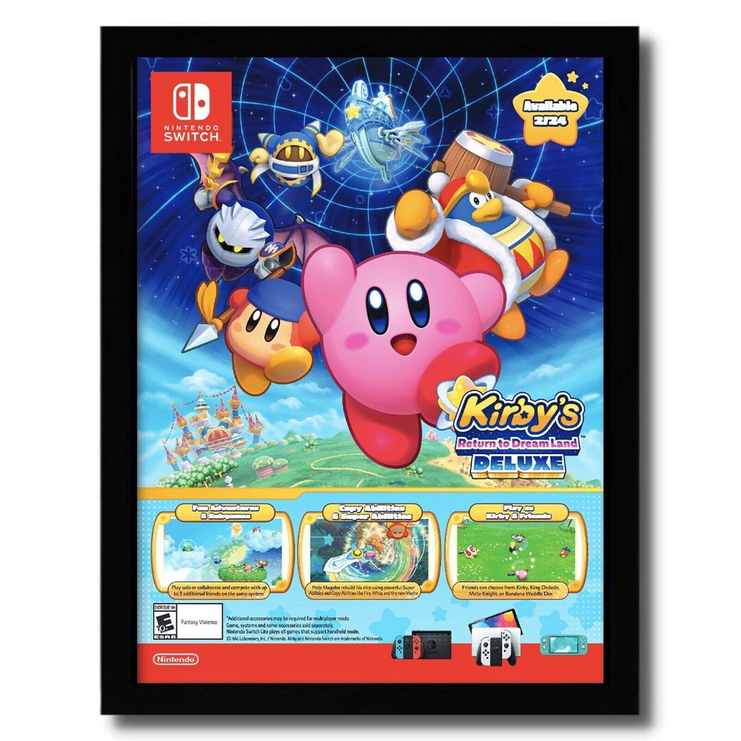 2022 Kirby's Return to Dreamland Framed Print Ad/poster Nintendo Switch ...