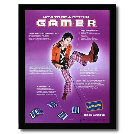 2002 BLOCKBUSTER Gamer Framed Print Ad/poster PS2 Xbox Video - Etsy