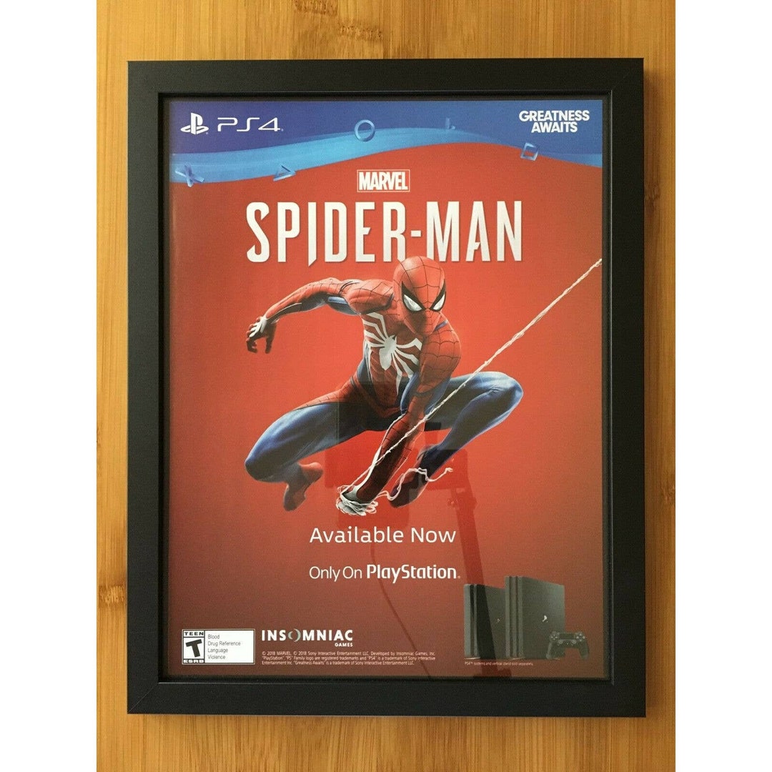 Framed Marvel's Spider-man Print Ad/poster Official PS4 PS5 Video Game ...