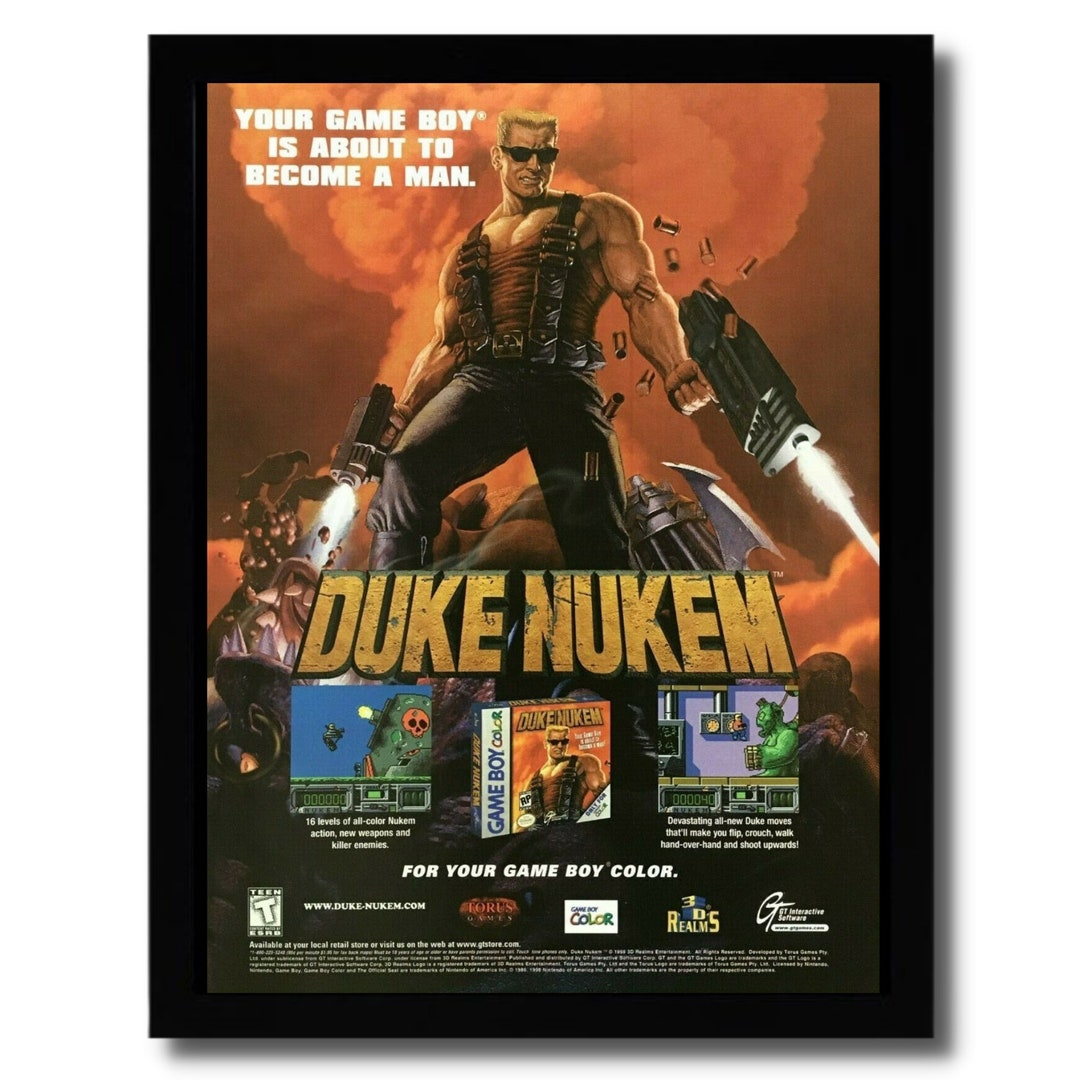 1999 Duke Nukem Game Boy Color Framed Print Ad/poster Official ...