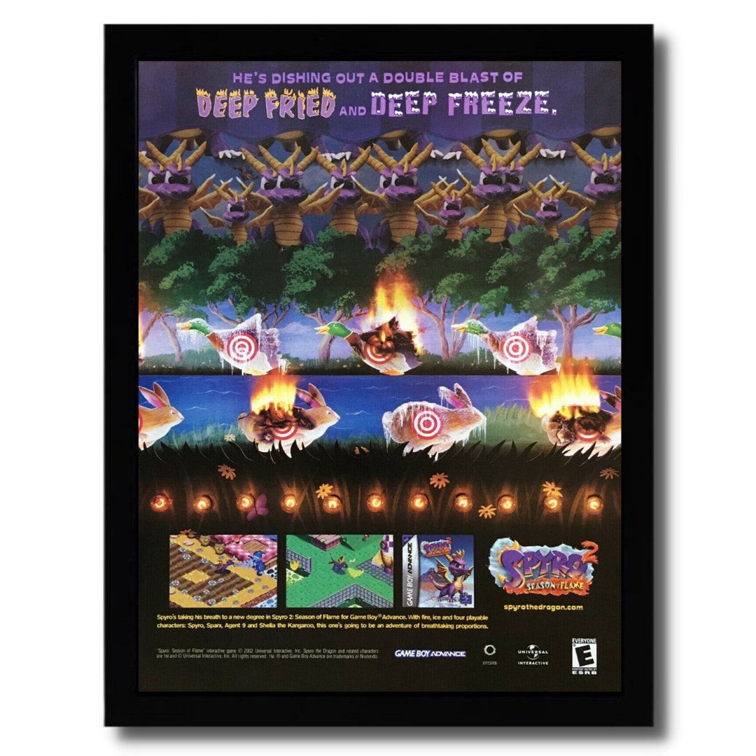 2002 Spyro 2: Season of Flame Framed Print Ad/poster Official GBA Game ...