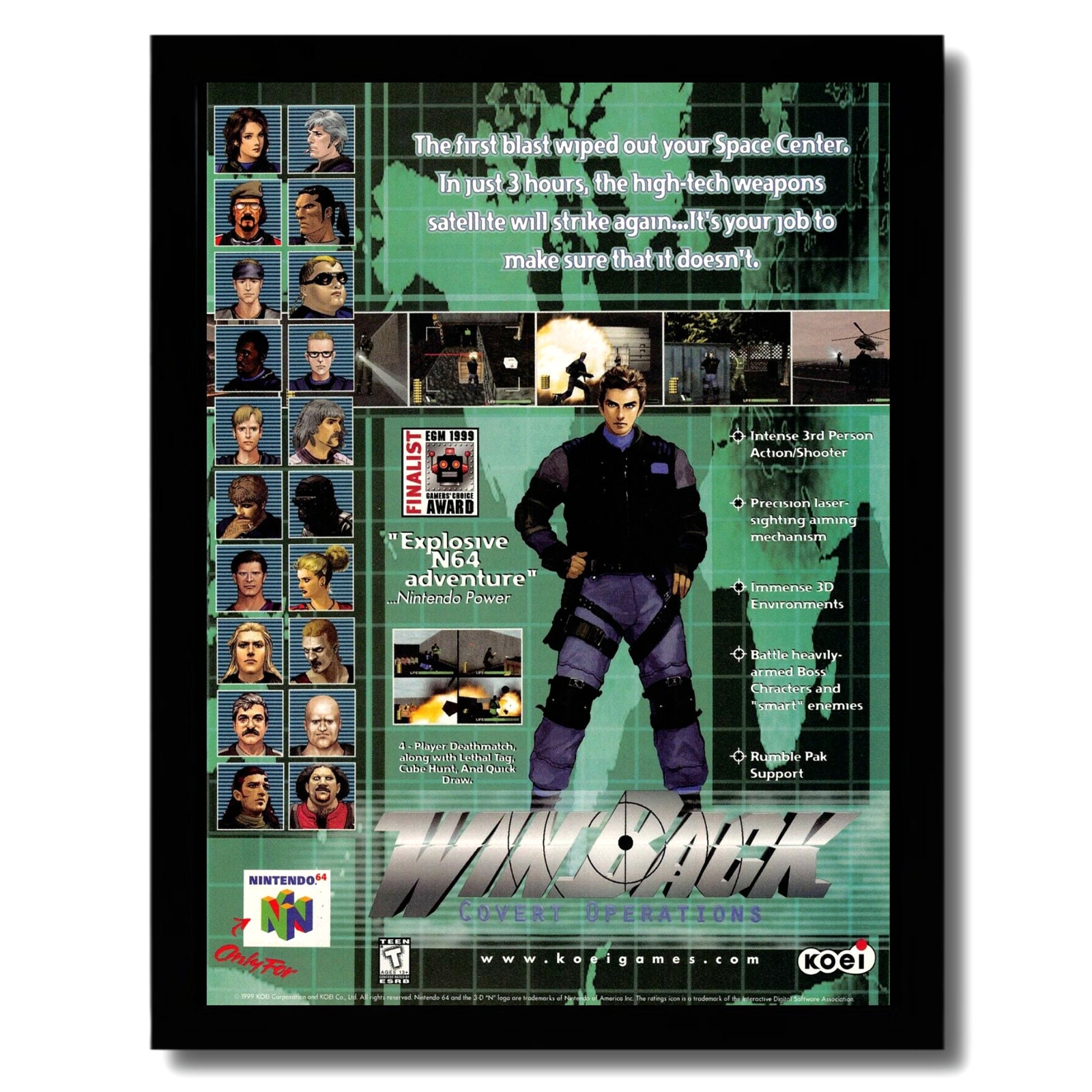 1999 Winback: Covert Operations Framed Print Ad/poster Original N64 PS2 ...