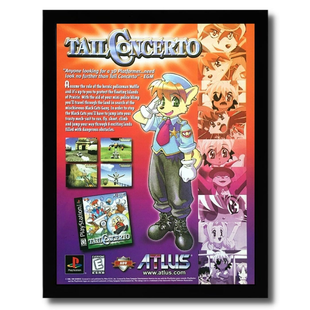 1999 Tail Concerto Framed Print Ad/poster Original Authentic PS1 Game ...