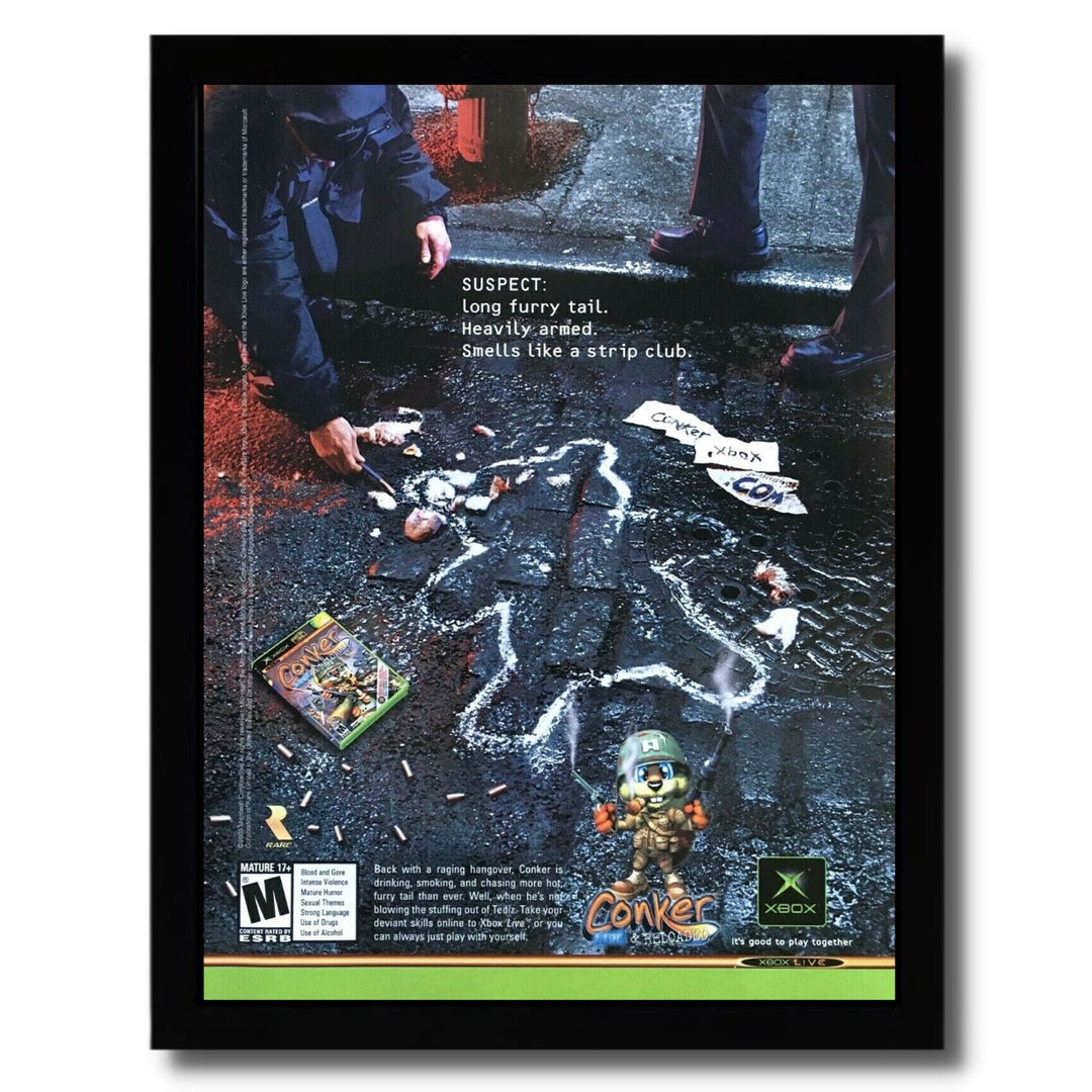 Conker Live & Reloaded Framed Print Ad/poster Official Xbox Game Art ...