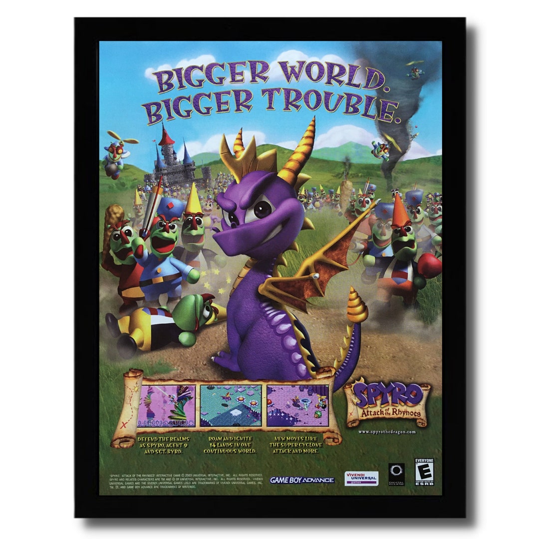 2003 Spyro: Attack of the Rhynocs Framed Print Ad/poster Official GBA ...