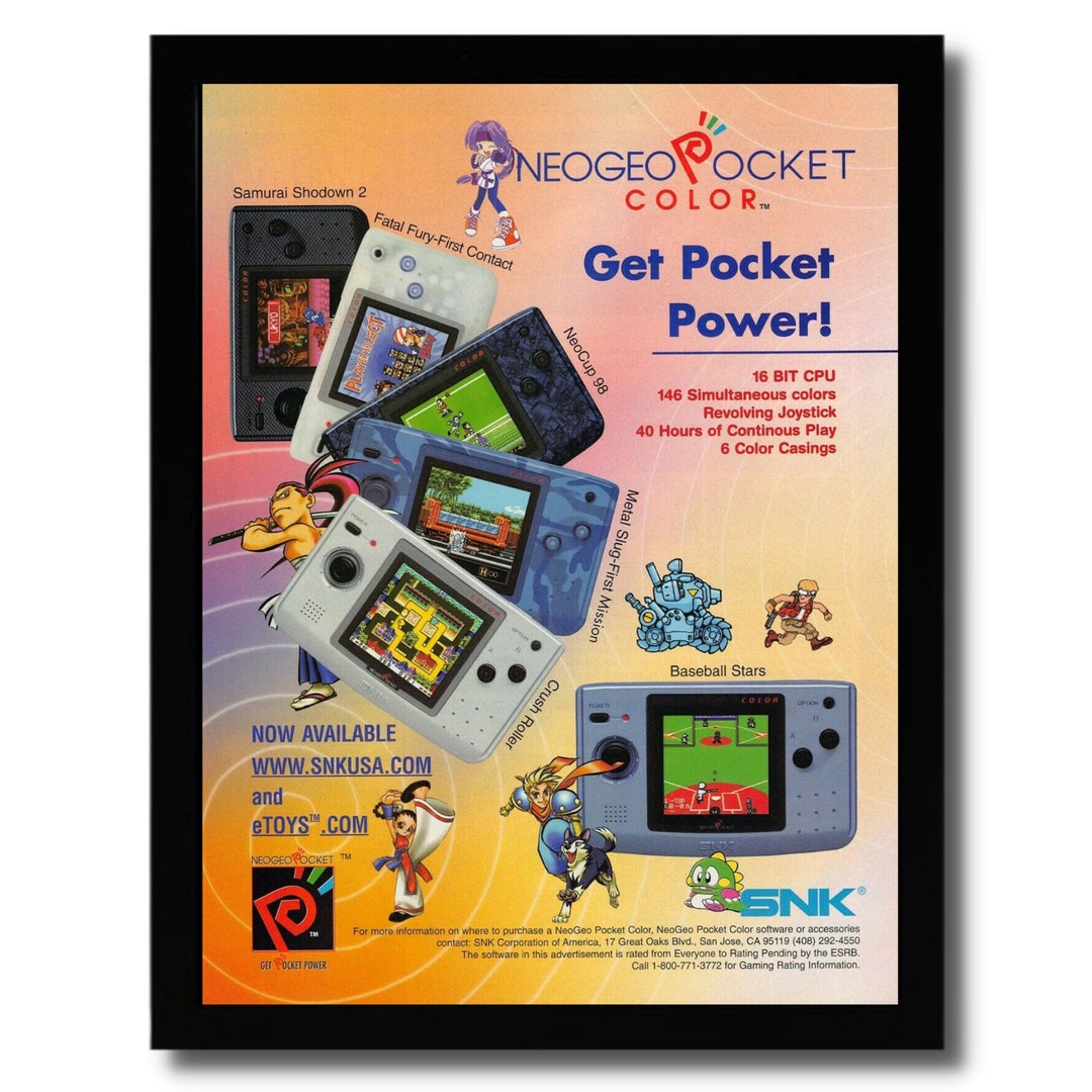 1999 Neo Geo Pocket Color System Framed Print Ad/poster Console Promo ...