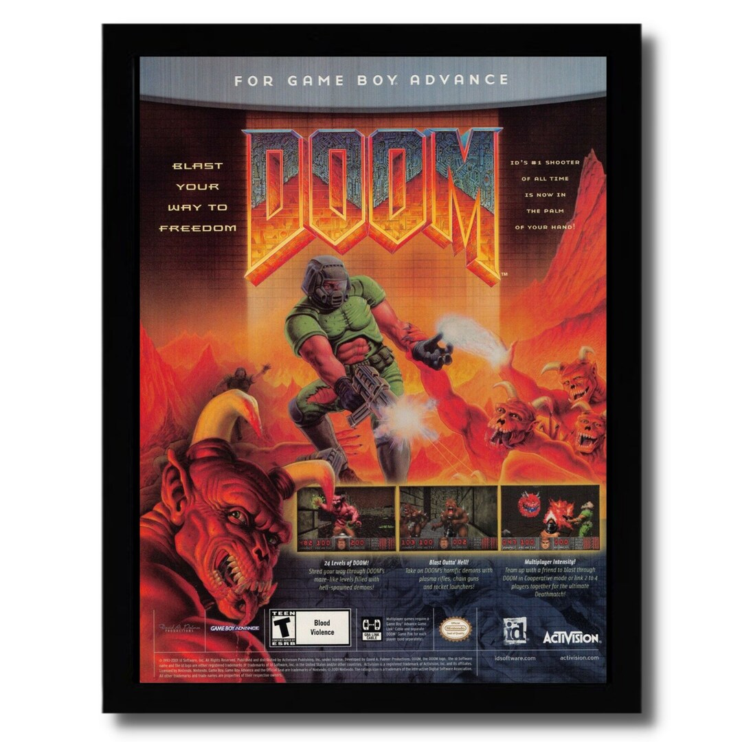 2001 DOOM GBA Framed Print Ad/poster Official Original Video Game Promo ...