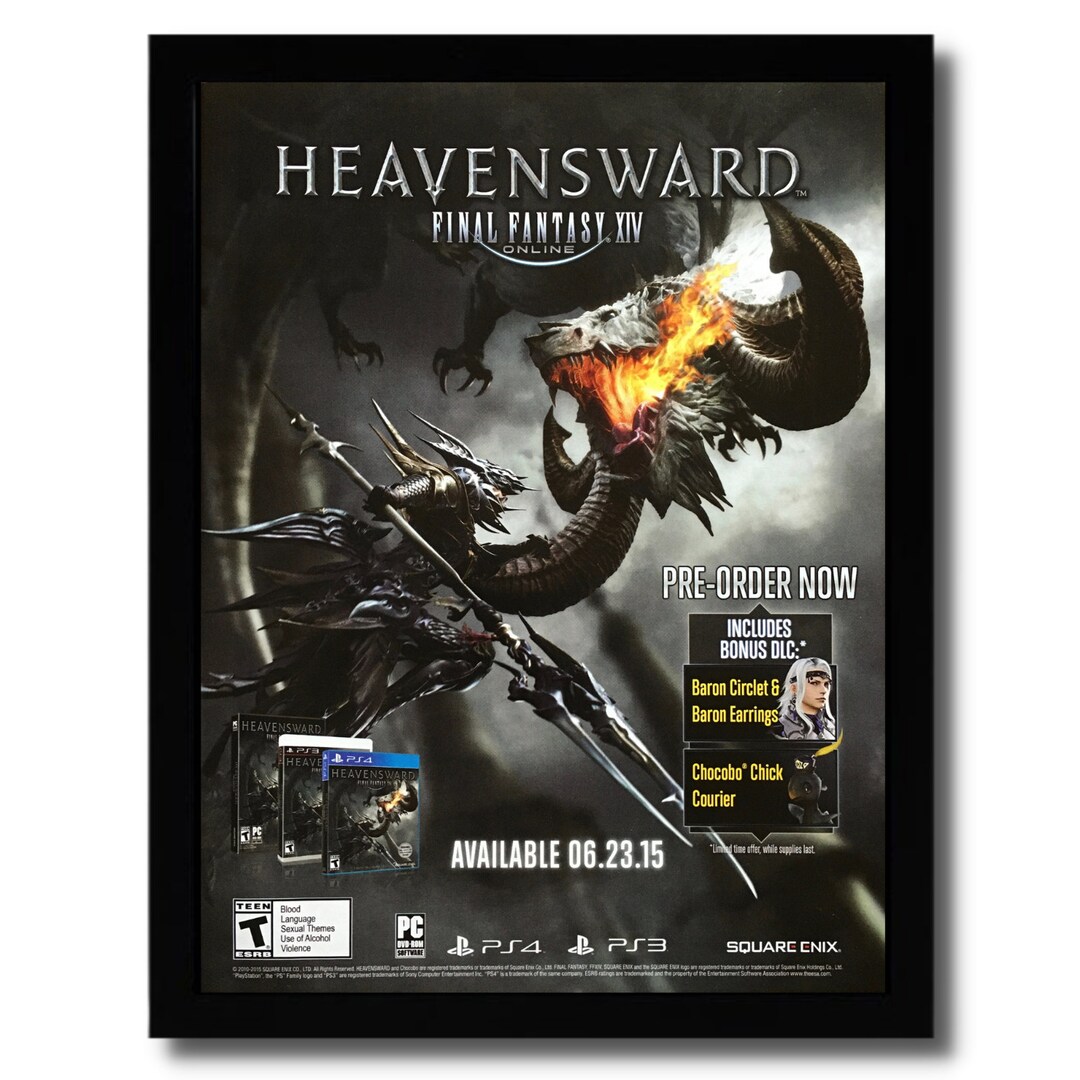 2015 Final Fantasy XIV Online: Heavensward Framed Print Ad/poster PS4 ...