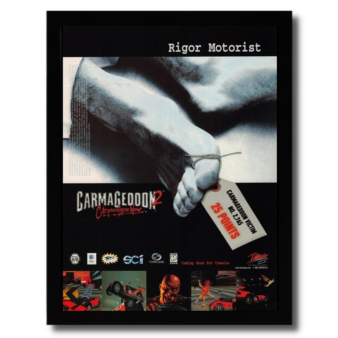 1998 Carmageddon 2 Framed Print Ad/poster Original PC Video Game Wall ...