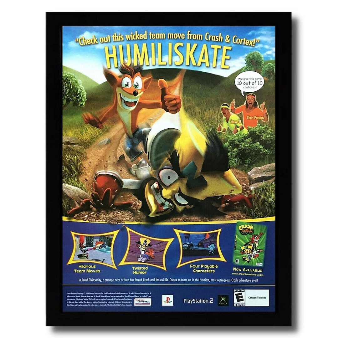 2004 Crash Twinsanity Framed Print Ad/poster PS2 Xbox Crash Bandicoot ...