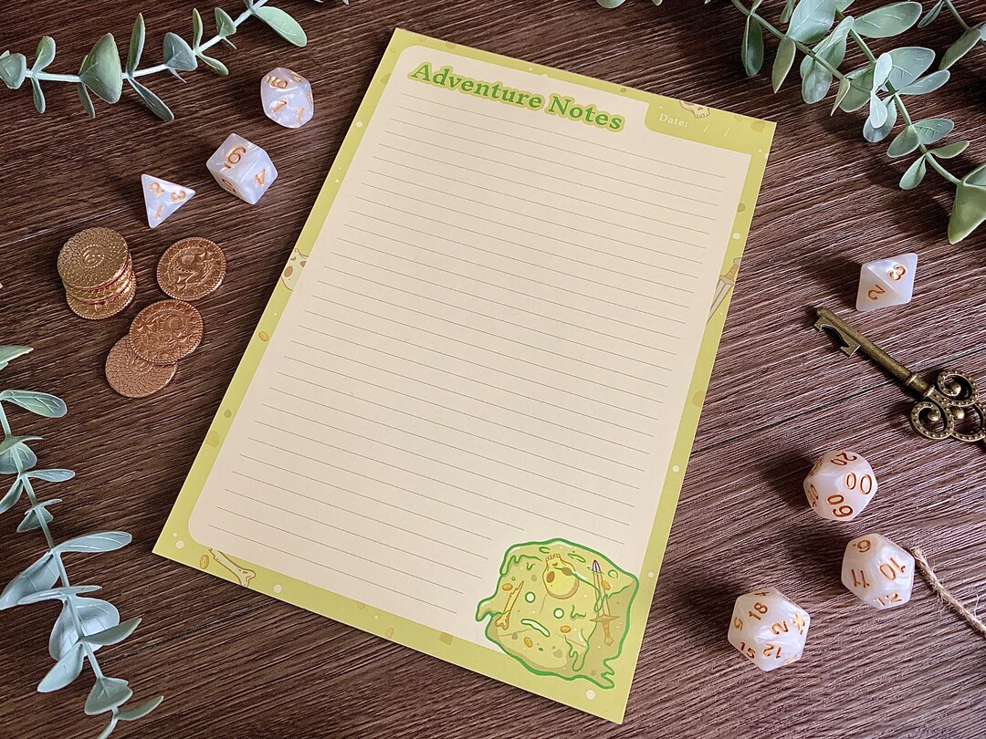 Gelatinous Notepad | Dnd Notepad | Dnd Notebook | D&D Session Notes - Etsy