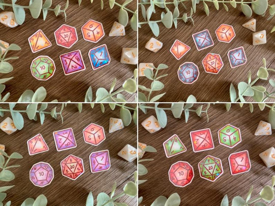 Holographic Dice Set Stickers | Dnd Waterproof Vinyl Sticker | Dungeons ...