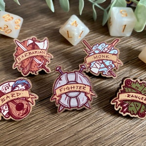 Dnd Class Wooden Pins - 25mm Wooden Pins - Player Gift - Etsy