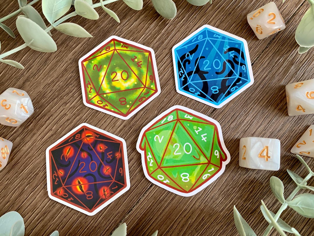 D20 Dice Sticker | Monster | Dnd Fantasy Journal, Laptop & Water Bottle ...