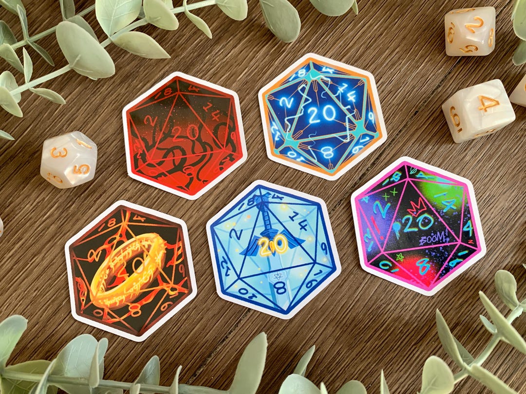 D20 Dice Sticker | Fan Art | Dnd Fantasy Journal, Laptop & Water Bottle ...