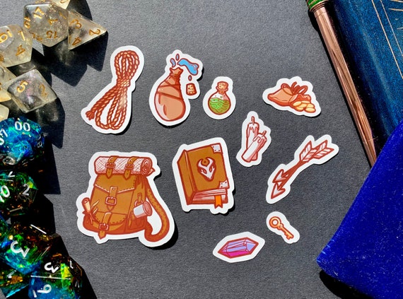 Adventure Sticker Pack Dnd Adventurers Supplies Die Cut - Etsy