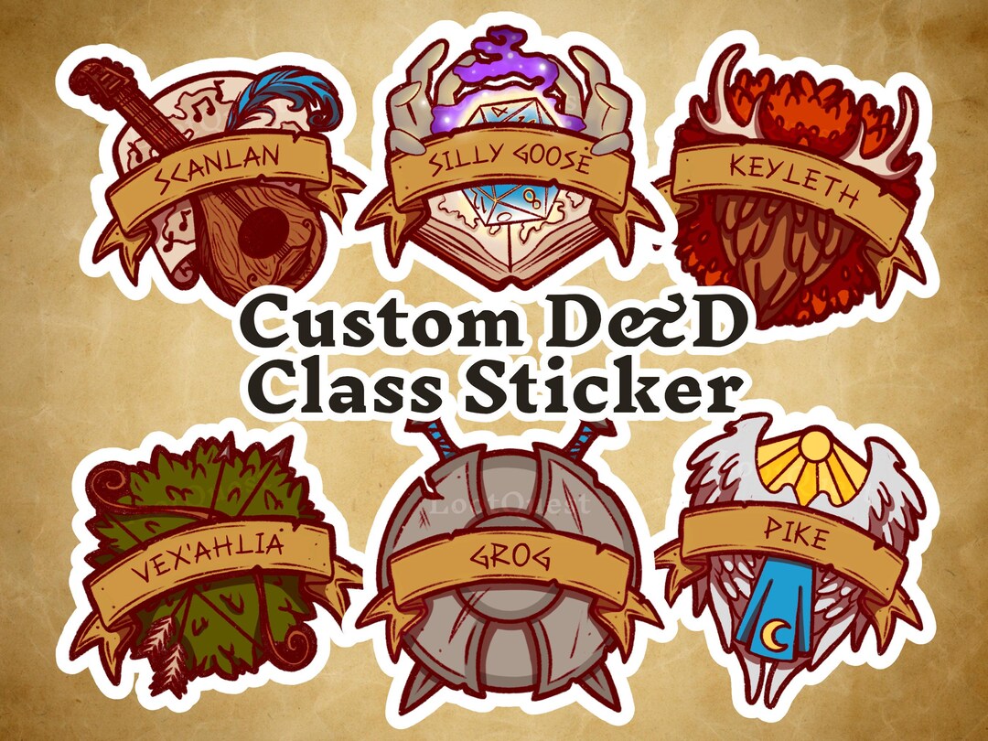 Custom Dnd Class Stickers | D&D Stickers | Glossy Stickers | Vinyl ...