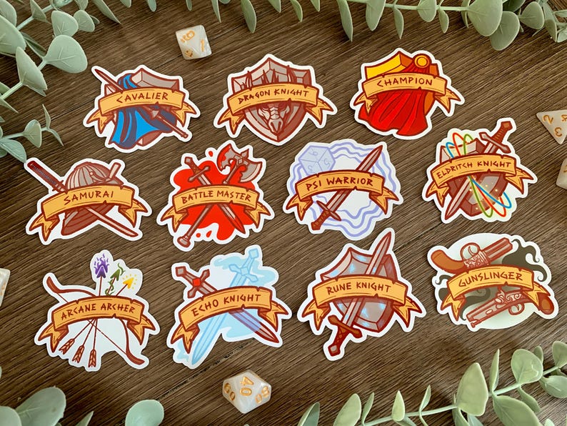Dnd Fighter Subclass Stickers | TTRPG Fantasy Journal, Laptop & Water ...