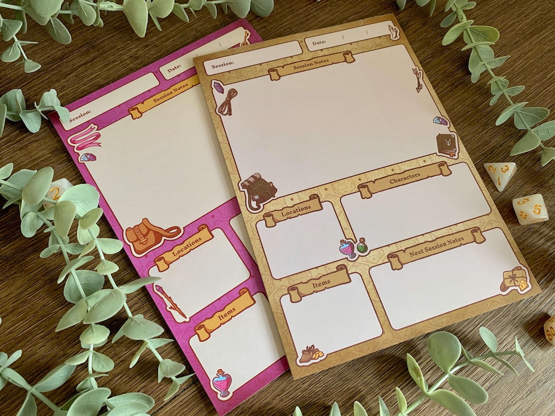 Dnd Session Notes | Dnd Notebook | Dnd Notepad | D&D Session Notes ...