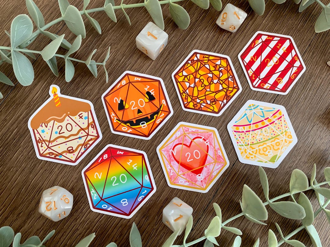 D20 Dice Sticker | Holiday | Dnd Fantasy Journal, Laptop & Water Bottle ...