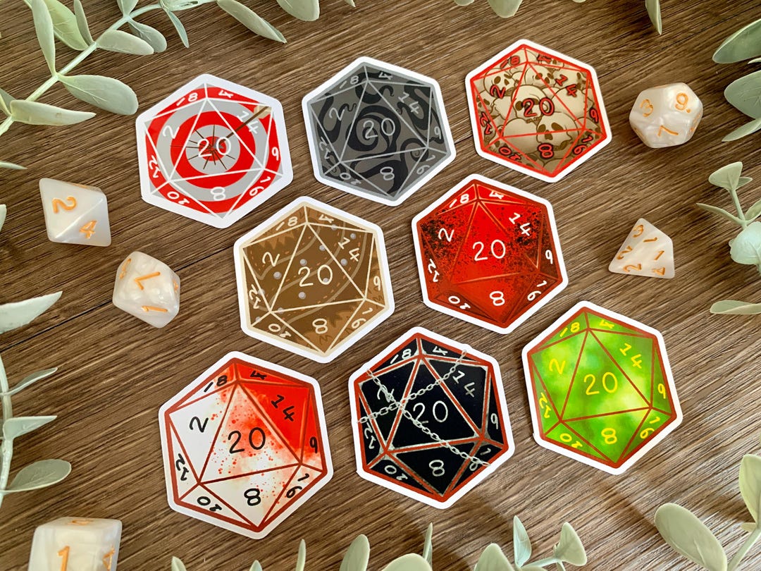 D20 Dice Sticker | Battle | Dnd Fantasy Journal, Laptop & Water Bottle ...