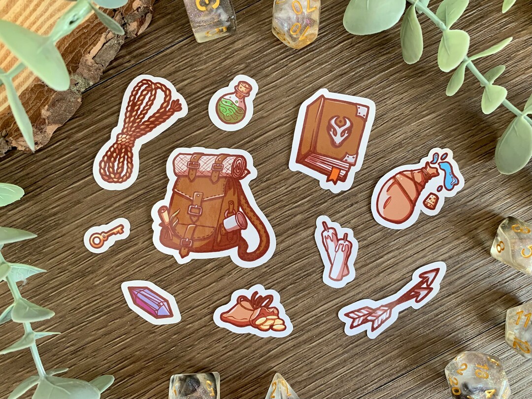 Adventure Sticker Pack Dnd Adventurers Supplies Die Cut Stickers - Etsy