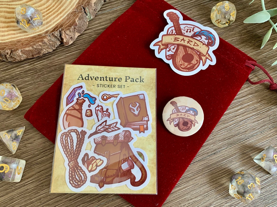 Dice Bag Bundle Dnd Class Gift Set Dnd Button Badge Dnd Sticker Dungeon ...