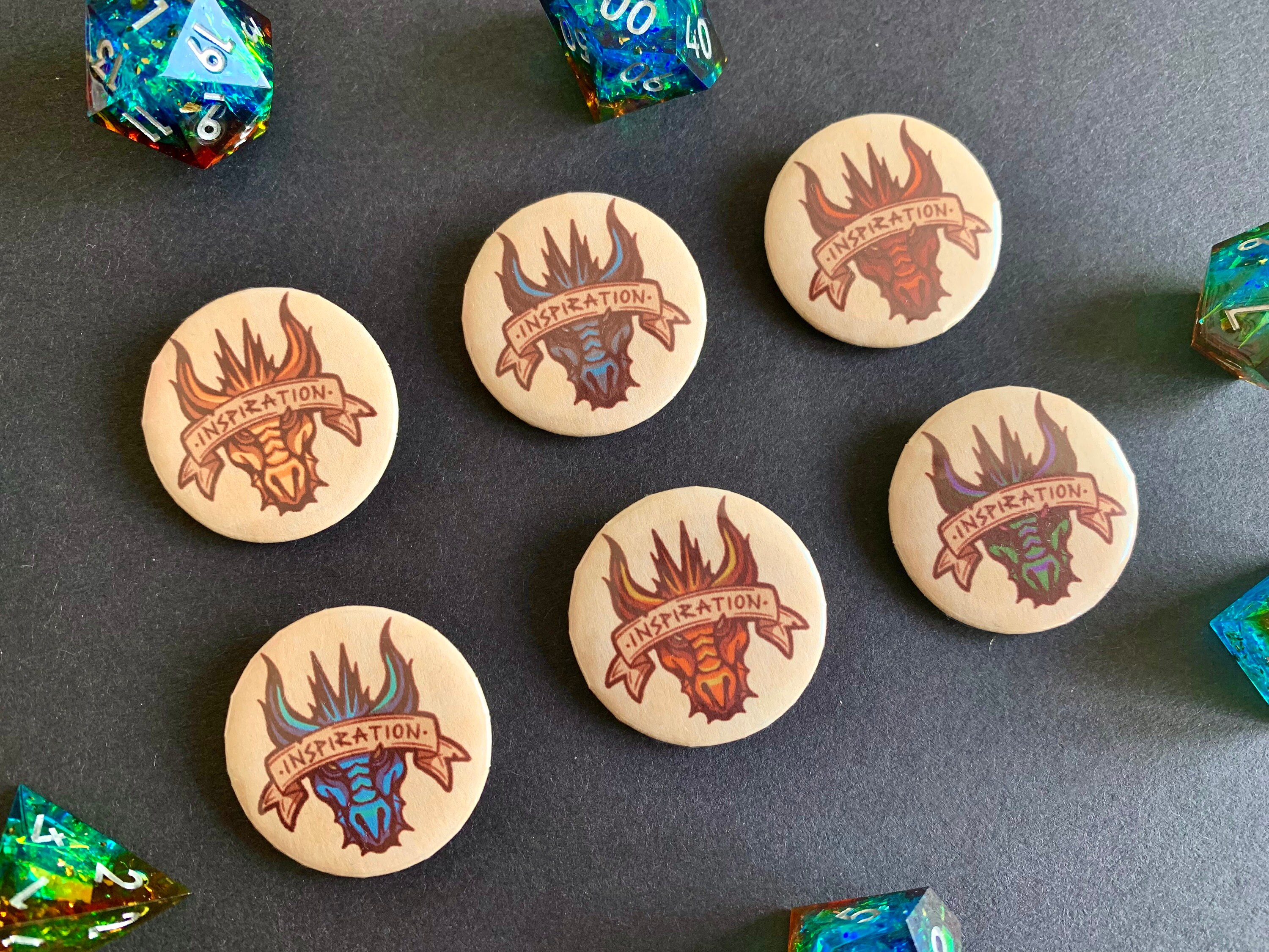 Dnd Inspiration Button Badges Dnd/rpg Fantasy Inspired Pin | Etsy