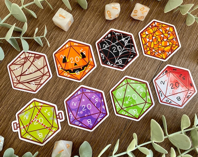 DND STICKER PUMPKIN Dice, Dnd Fall Sticker, Dnd Halloween Sticker, D20 ...
