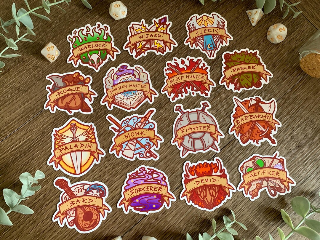 Dnd Class Stickers | TTRPG Fantasy Journal, Laptop & Water Bottle Vinyl ...