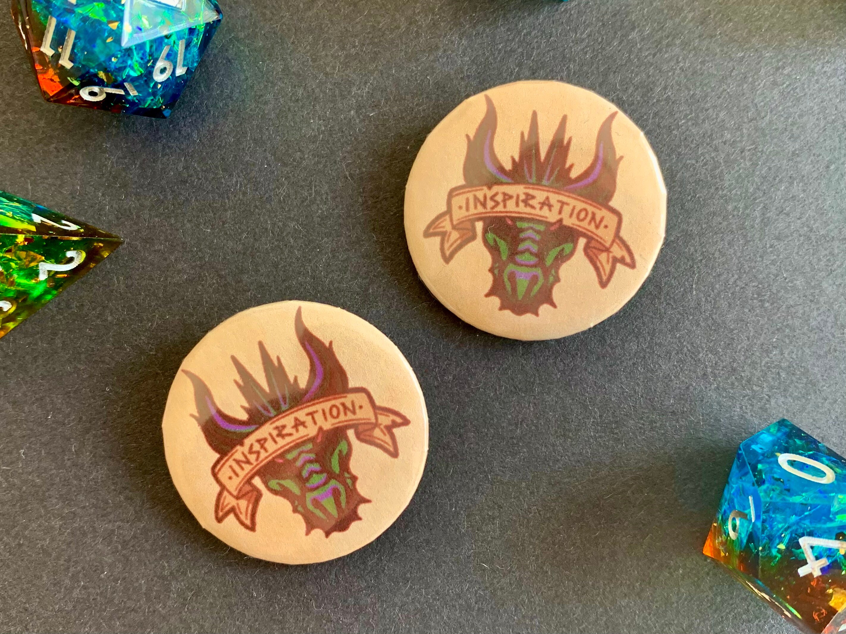 Dnd Inspiration Button Badges Dnd/rpg Fantasy Inspired Pin | Etsy