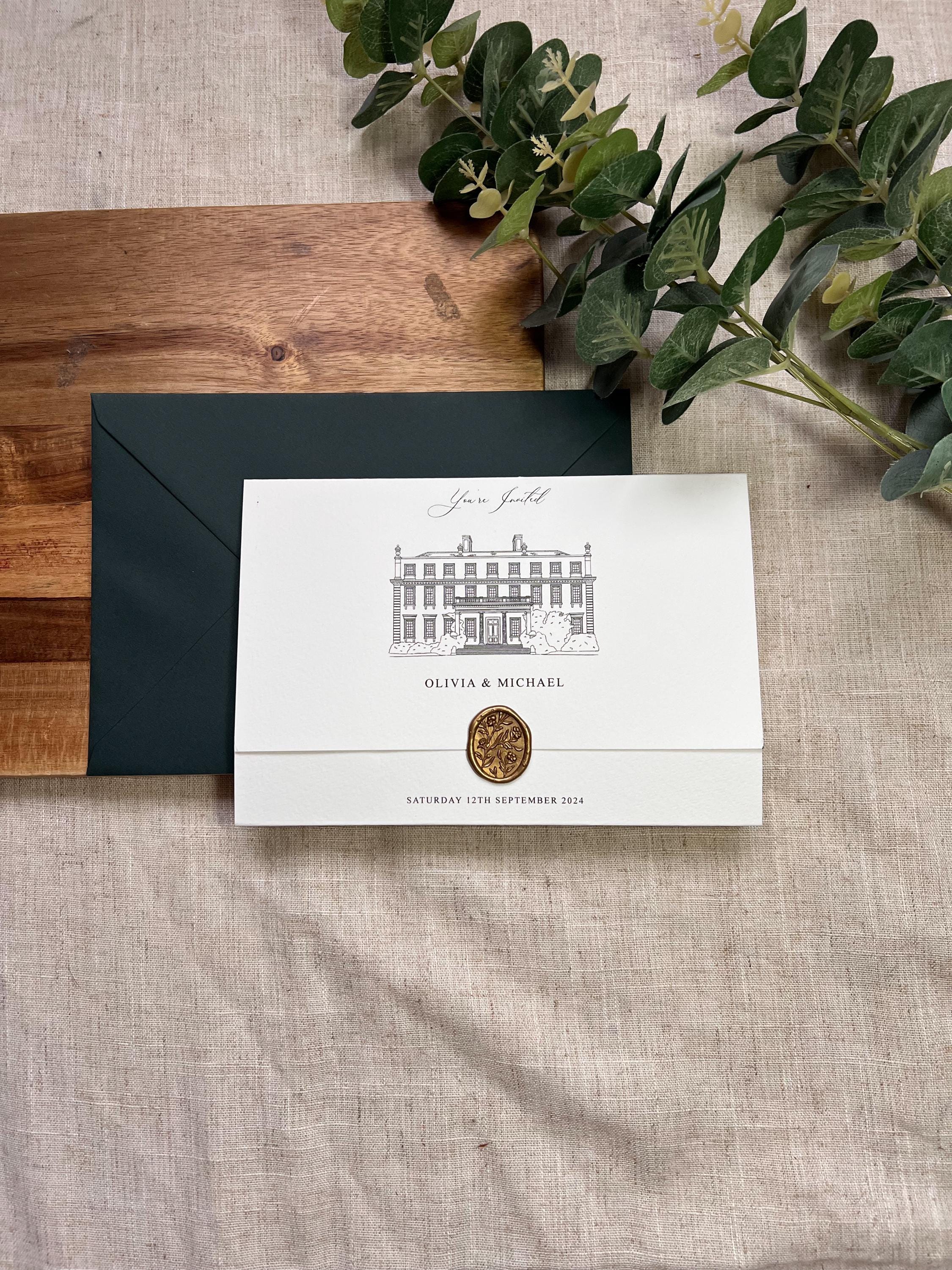 Folded Wedding Invite, Venue Wedding Invitation, Venue Wedding ...